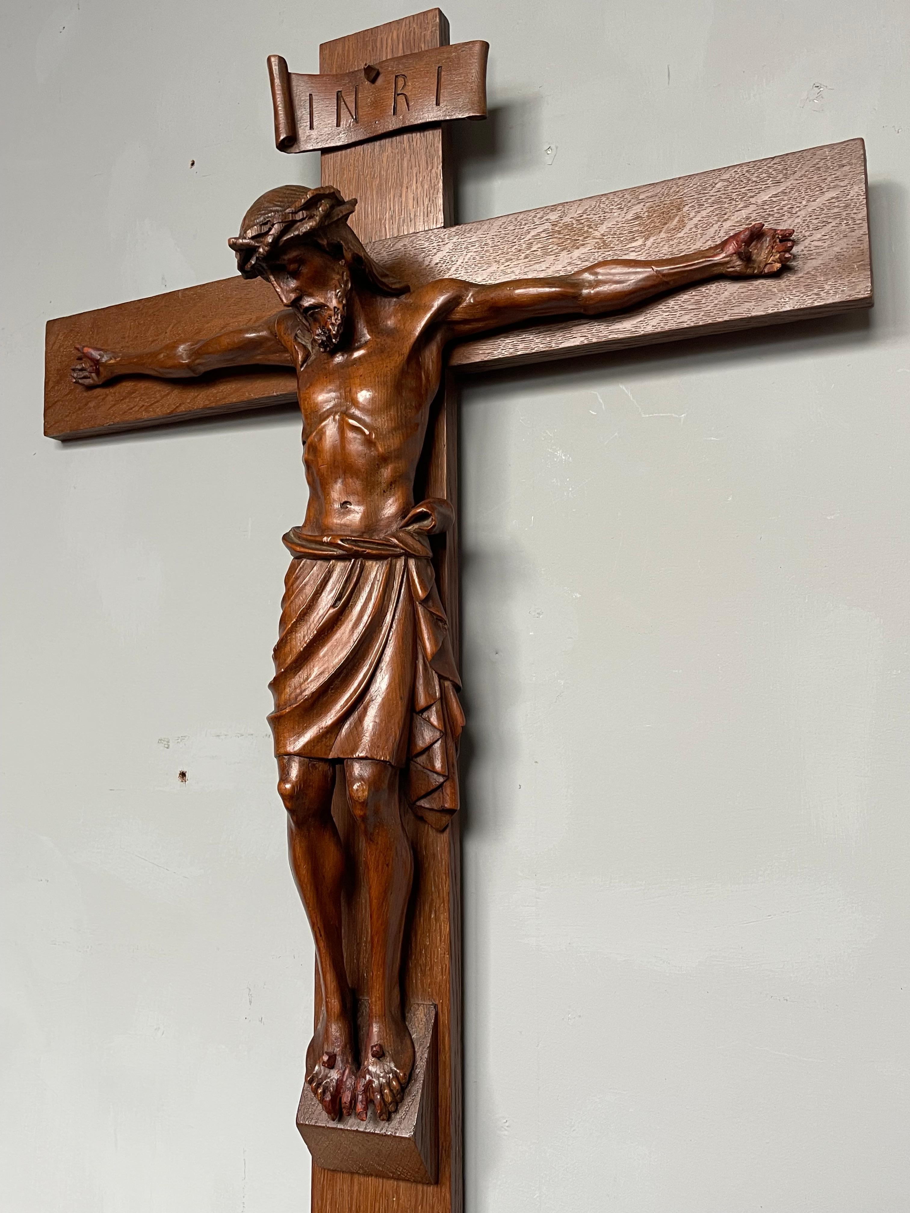Early 1900 and Very Fine Quality Hand Carved Wall Crucifix / Jesus on ...