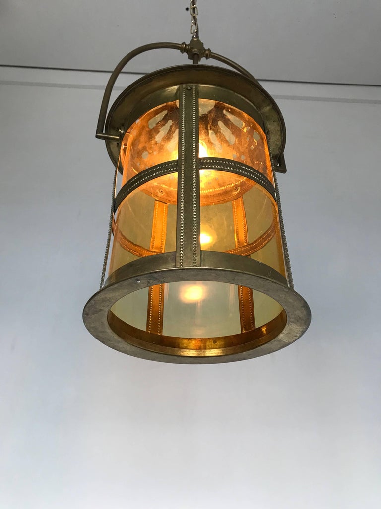 Early 1900 Brass and Round Glass Lantern in the Manner of Jan ...