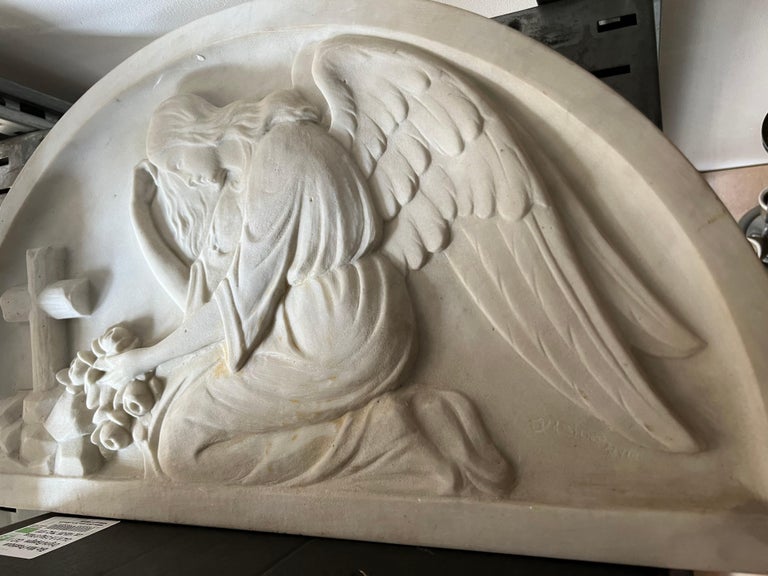 Early 1900 Fine Hand Crafted Marble Wall Plaque with Sculpture of ...