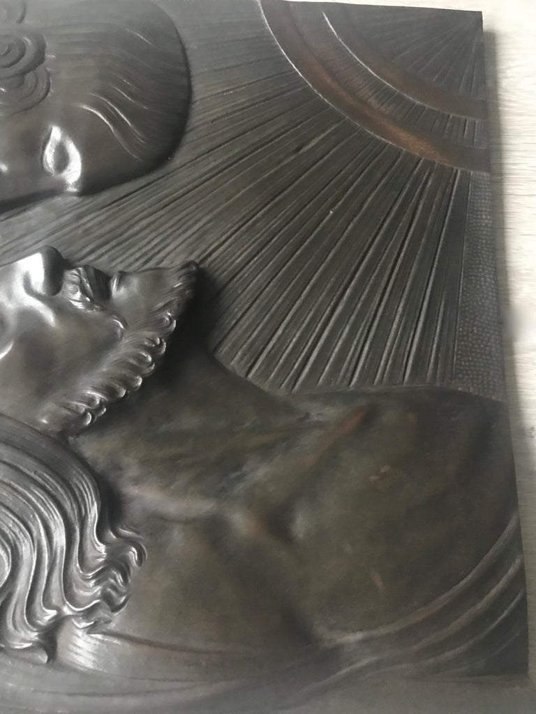 Large Early 1900 Art Nouveau Bronze Wall Plaque the Pieta' by Sylvain ...