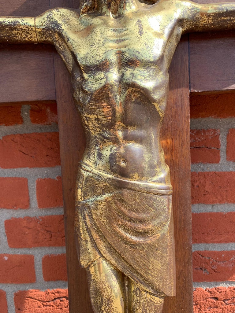 Early 1900 Large Size and Stylish Bronze Jesus Wall Crucifix / Christ ...