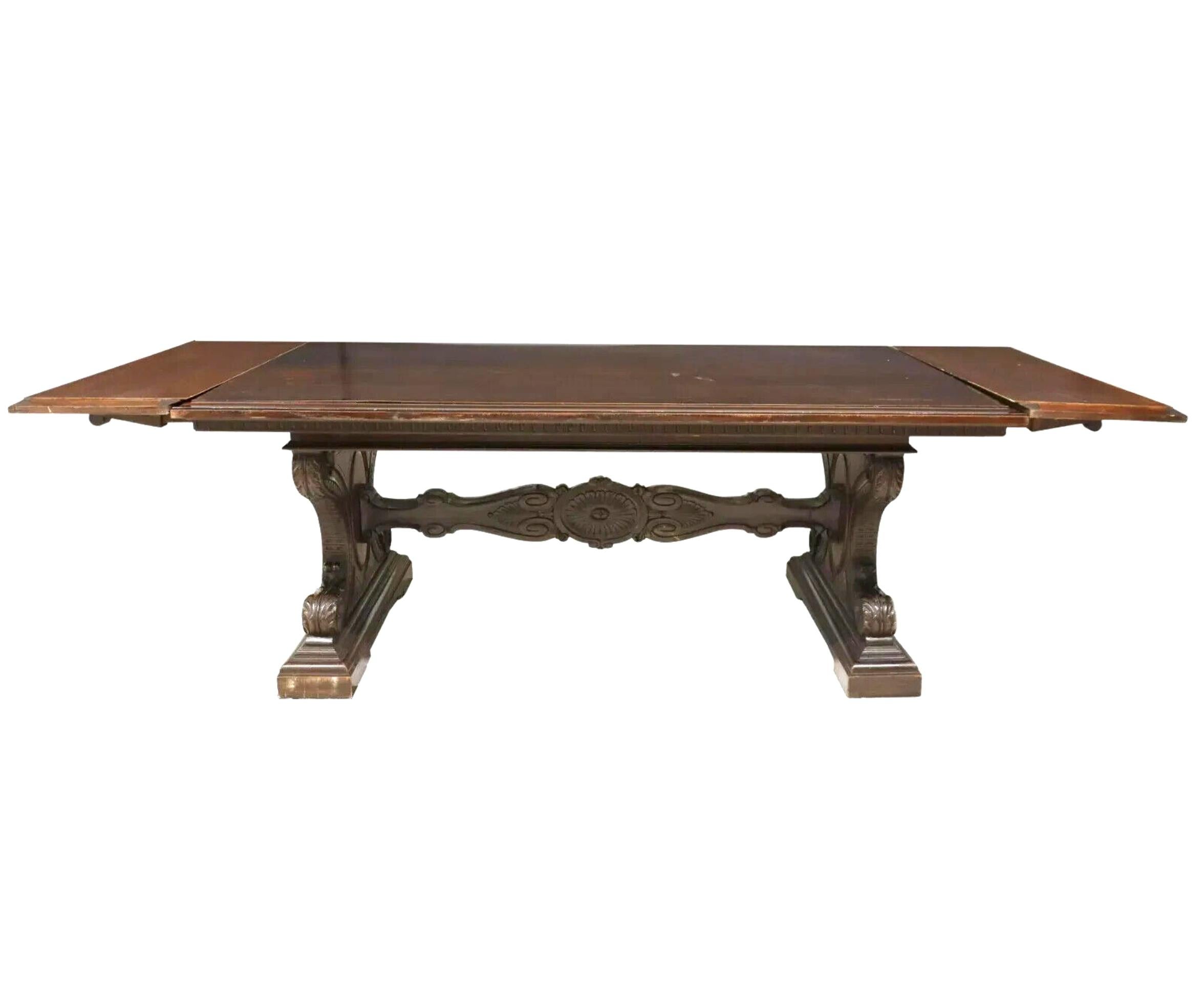 Early 1900's Antique Italian Renaissance Revival, Carved Extension ...