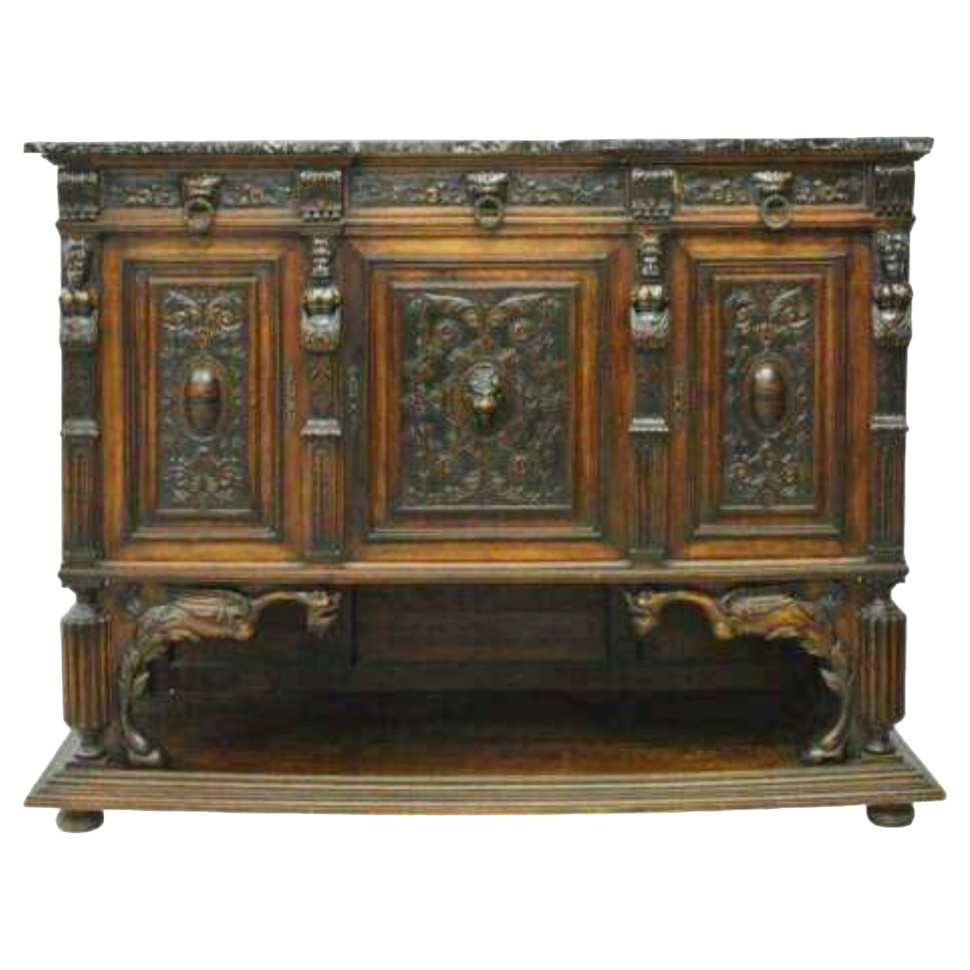 Early 1900's Antique Monumental, Italian Renaissance Revival, Walnut ...