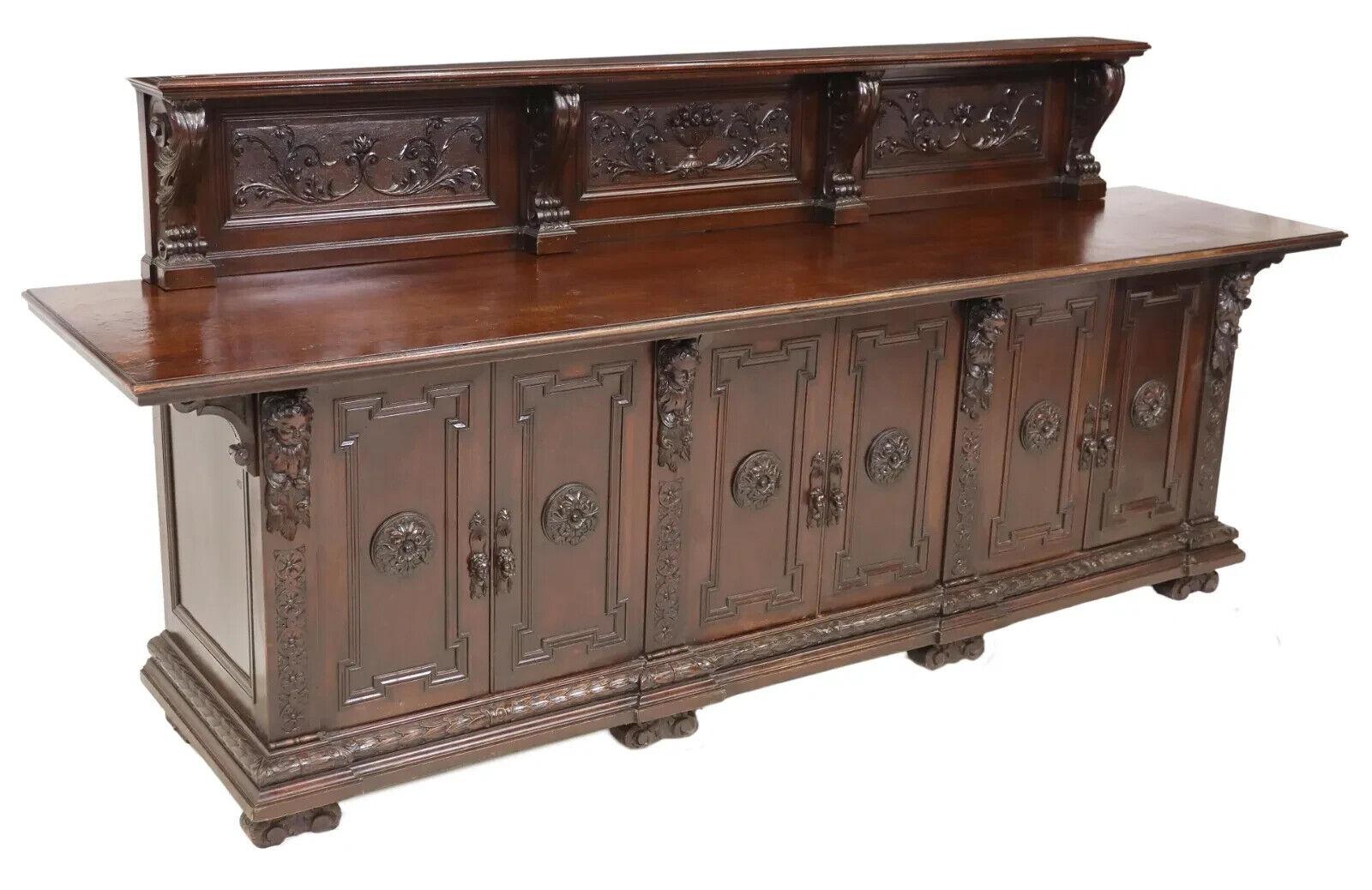 Early 1900's Antique Monumental, Italian Renaissance Revival, Walnut ...