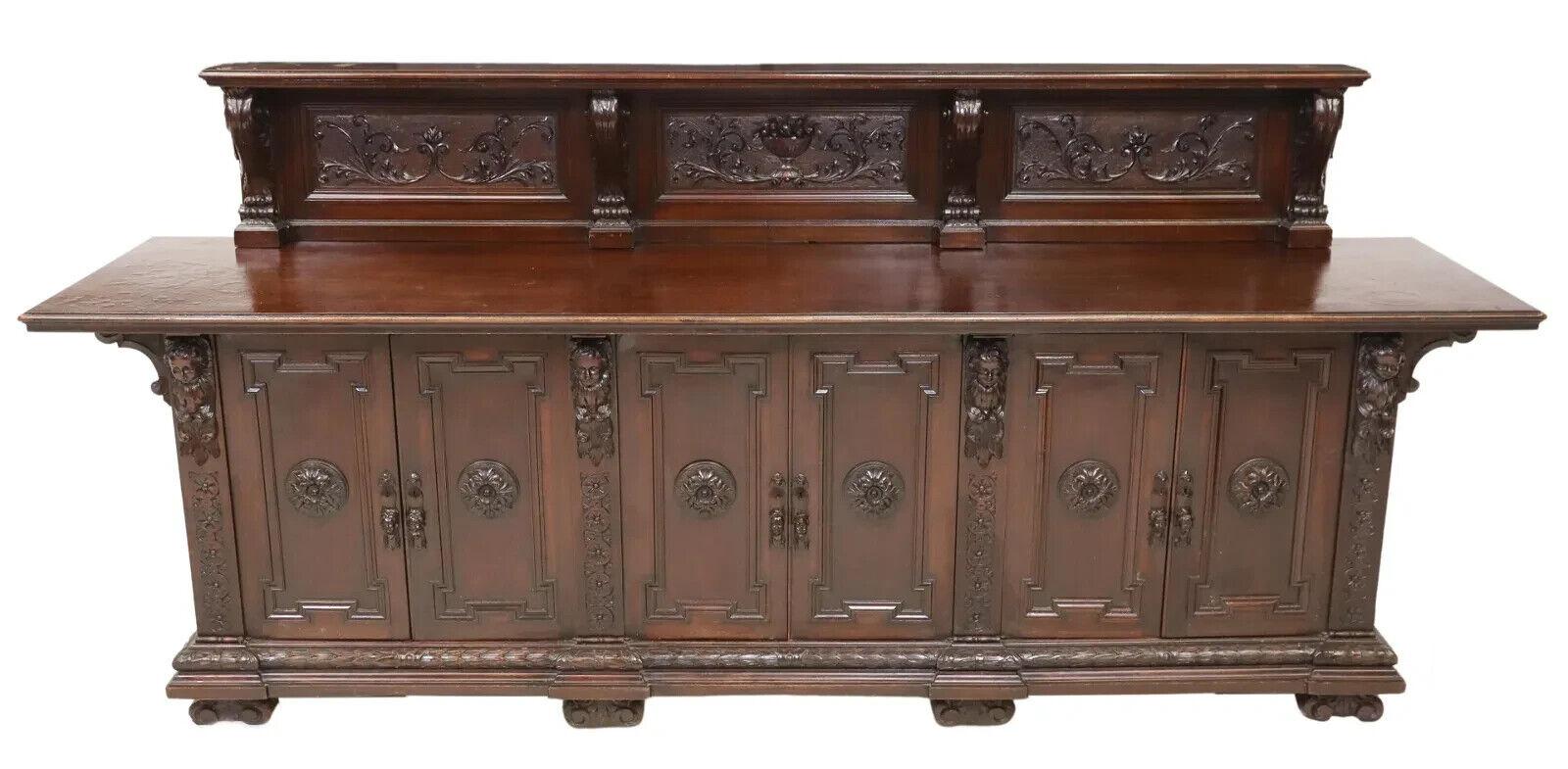 Early 1900's Antique Monumental, Italian Renaissance Revival, Walnut ...