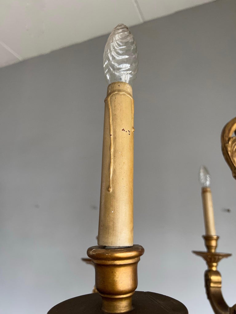 Early 1900s Art Nouveau Era Fine Quality Carved Gilt Chandelier Light ...