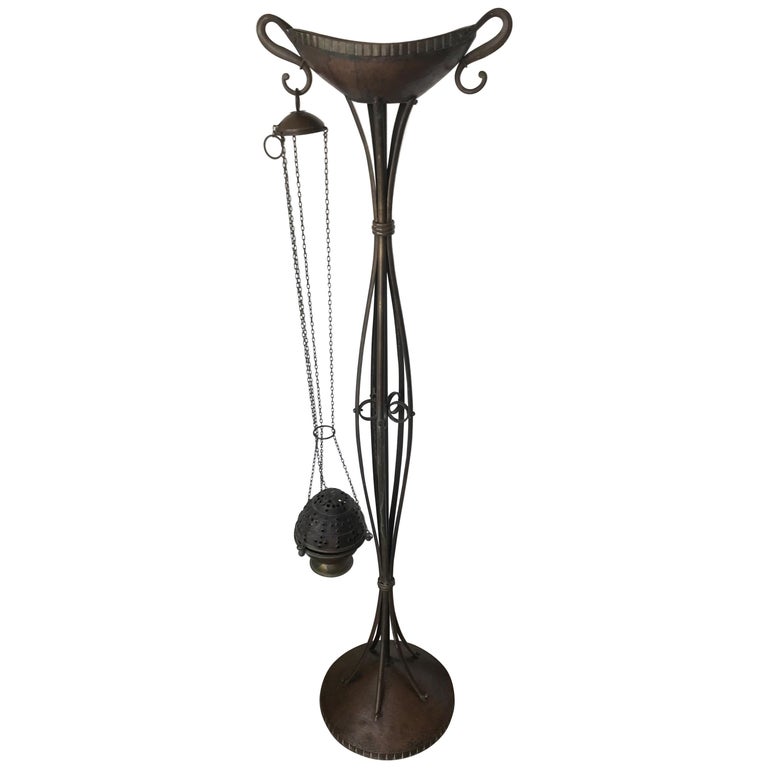 Early 1900s Arts and Crafts Brass Floor Stand/Religious Art Incense ...