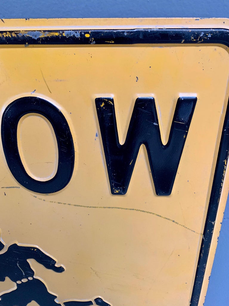 Early 1900s Embossed 'Slow Children' Sign For Sale at 1stDibs