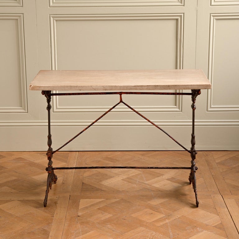 Early 1900s French Bistro Cafe Table with Art Nouveau Base and Marble ...