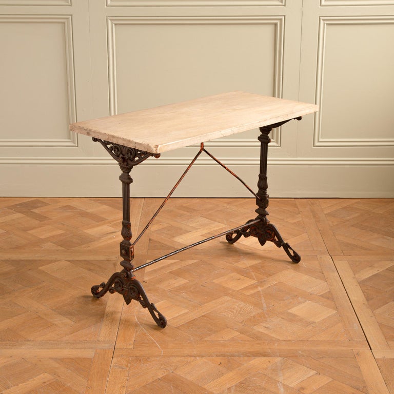 Early 1900s French Bistro Cafe Table with Art Nouveau Base and Marble ...