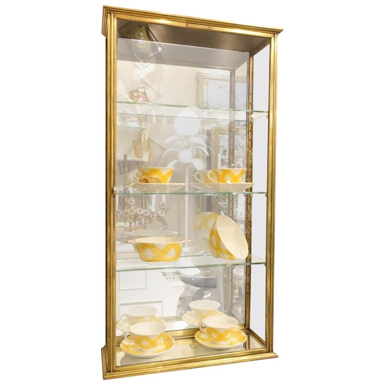 Early 1900s French Brass and Glass Wall Cabinet at 1stDibs