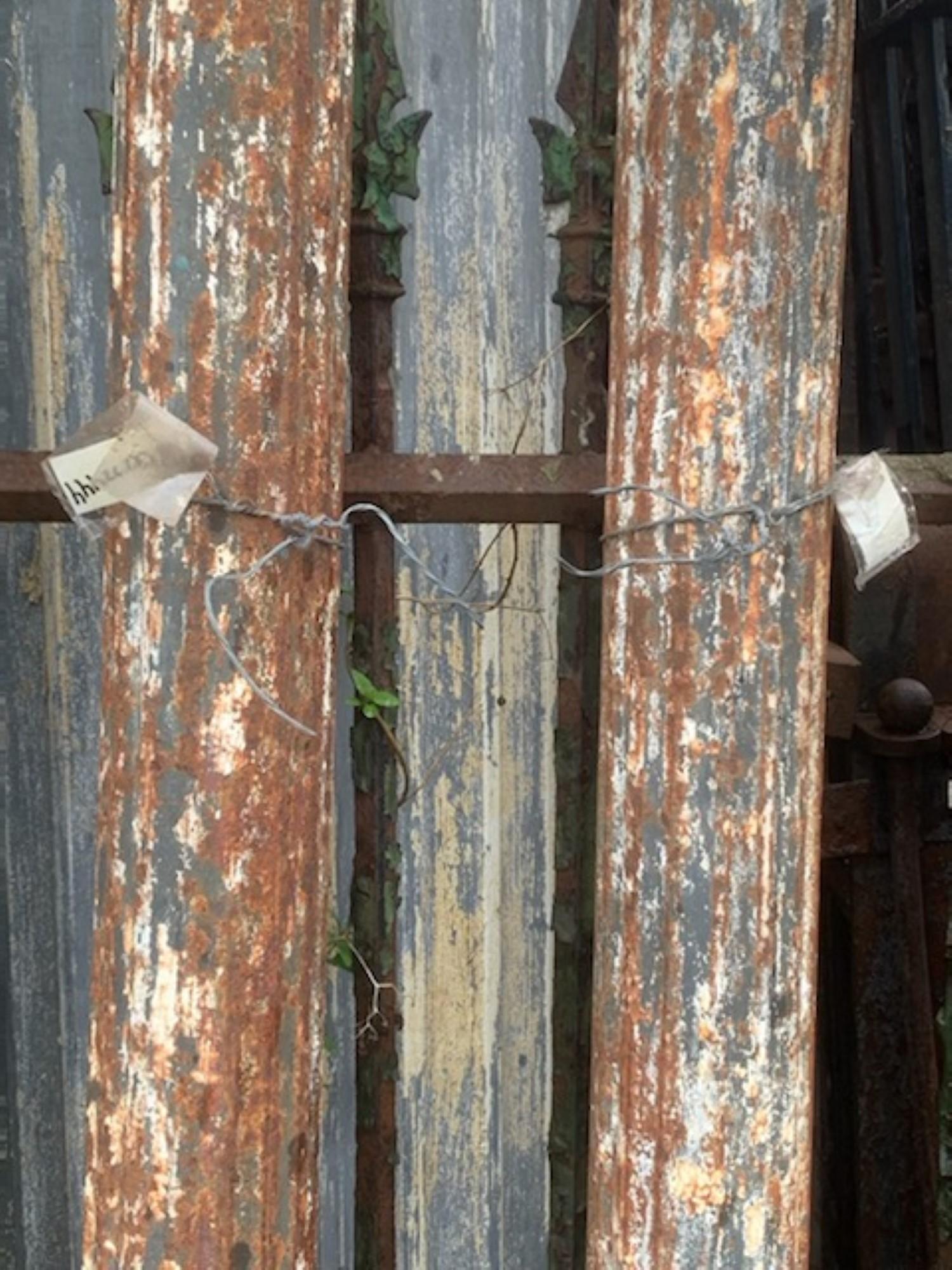 Early 1900s Pair of Fluted Cast Iron Structural Columns w/ Floral ...