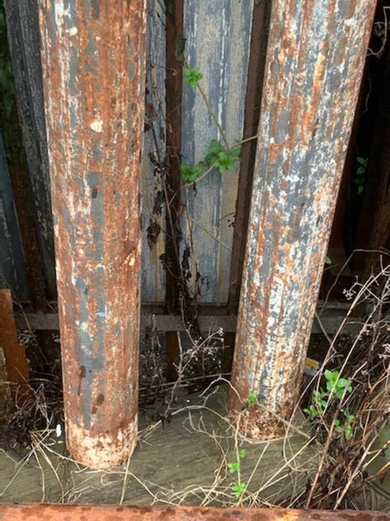 Early 1900s Pair of Fluted Cast Iron Structural Columns w/ Floral ...