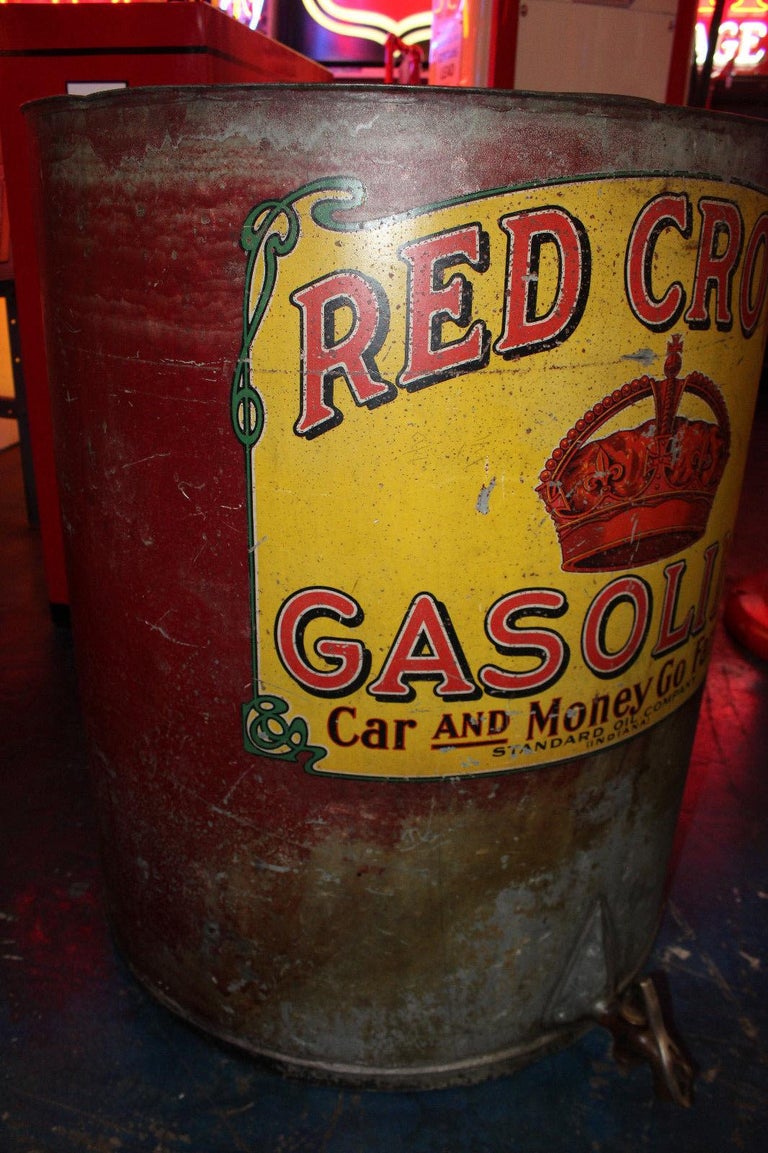 Early 1900s Red Crown Standard Oil Original Gasoline Barrel For Sale at ...