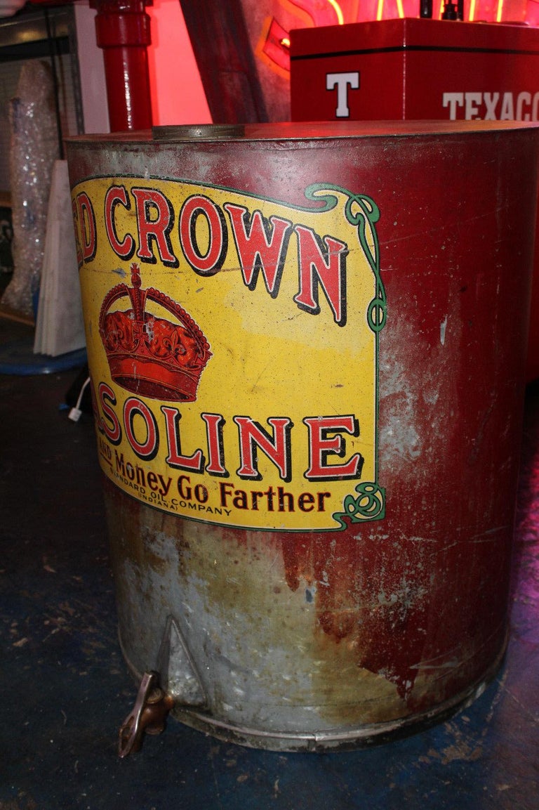 Early 1900s Red Crown Standard Oil Original Gasoline Barrel For Sale at ...