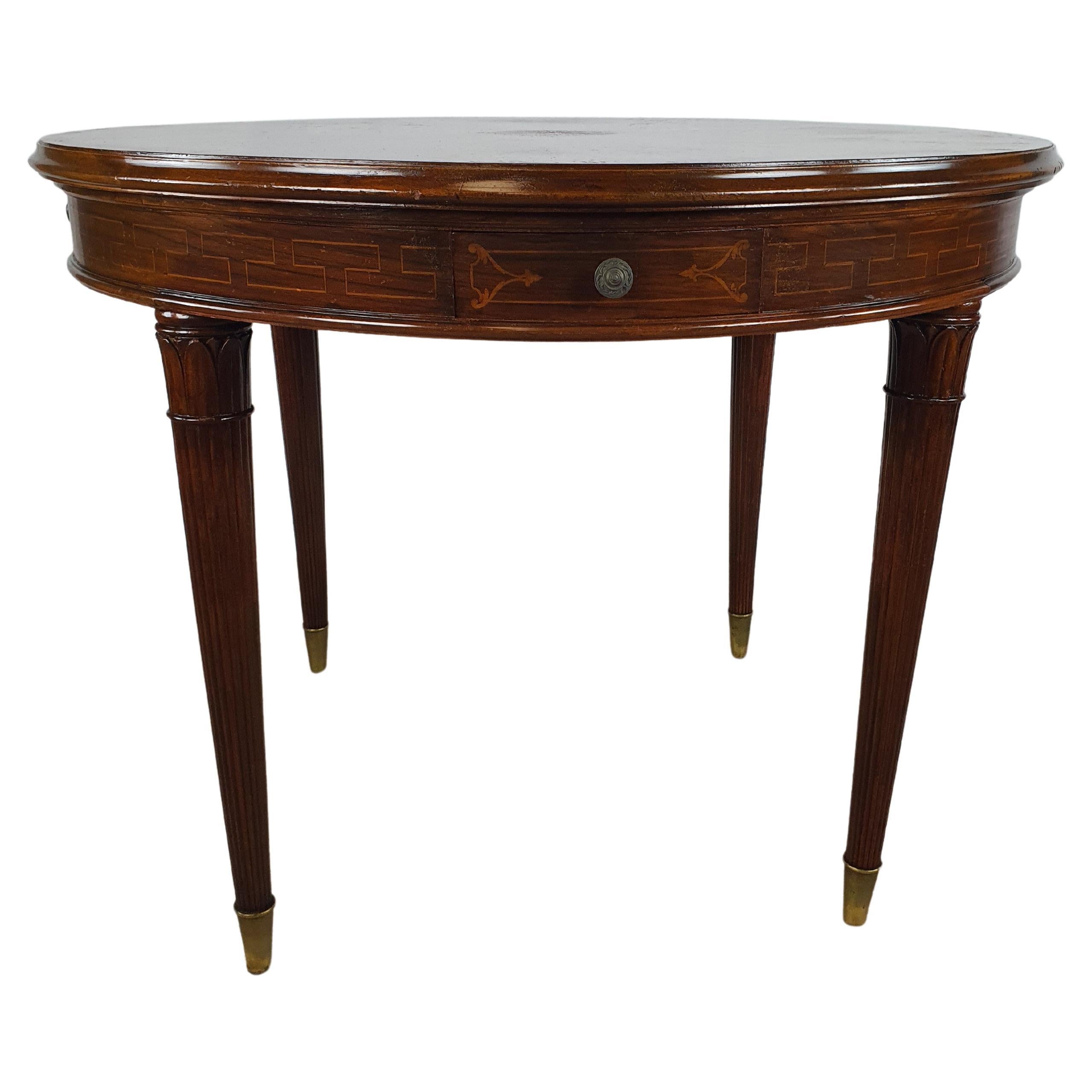 Early 20th Century Blue Painted Hickory Round Table For Sale at 1stDibs