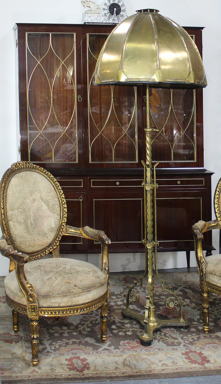 Early 1900s Solid Brass Floor Lamp with Brass Dome Shade For Sale at ...