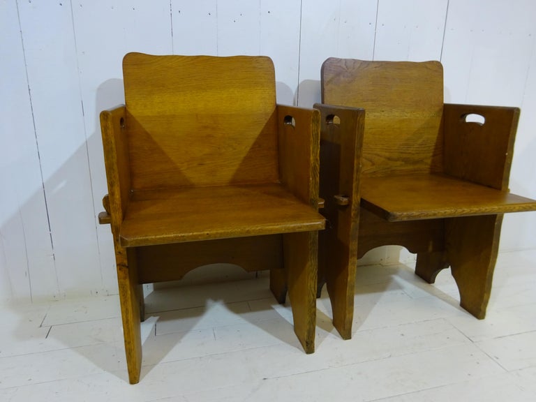 Early 1900''s Solid Oak Hand Crafted Altar Chair at 1stDibs