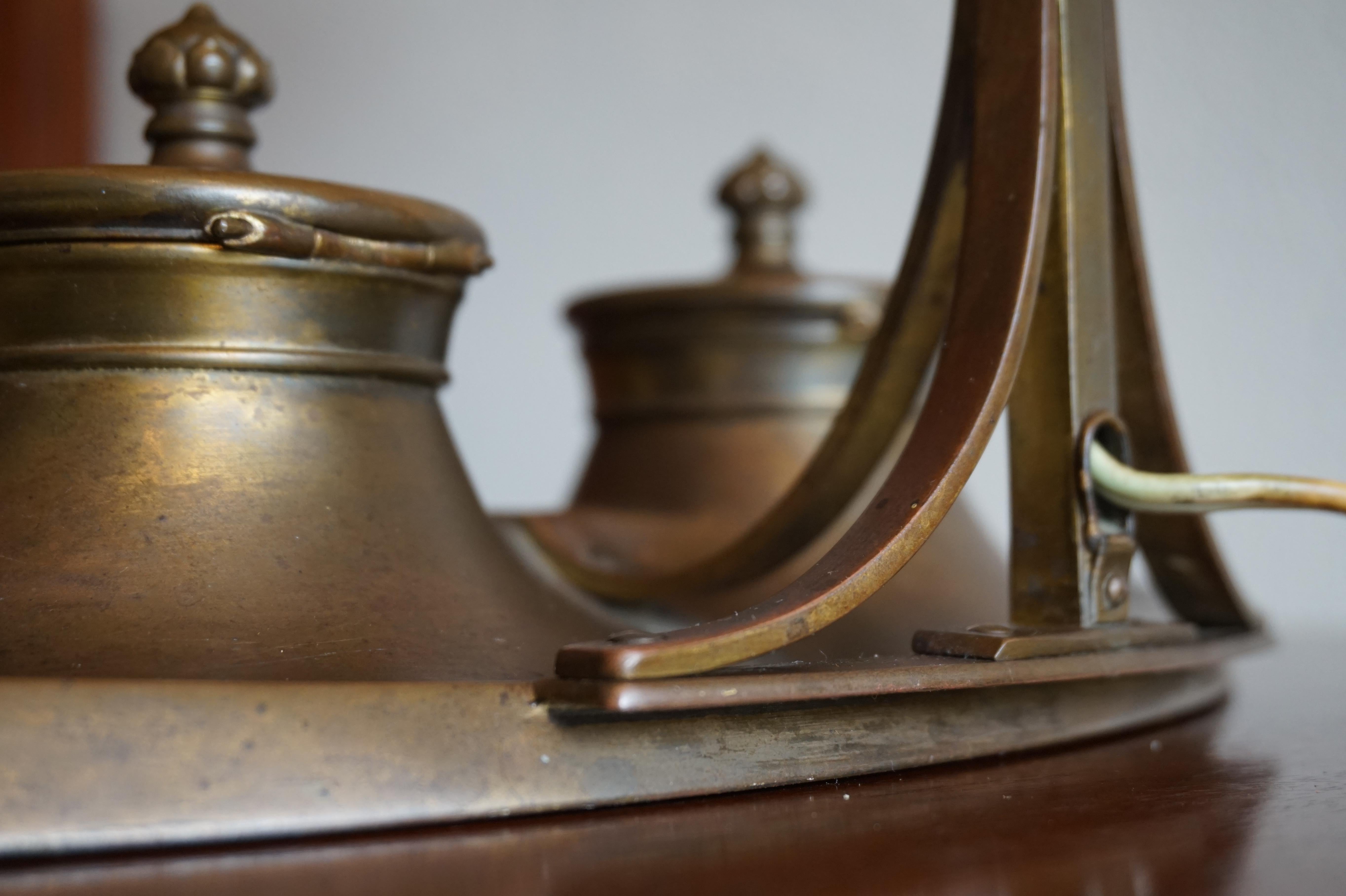 Early 1900s Stunning Design Arts and Crafts Bronze and Brass Table Lamp ...