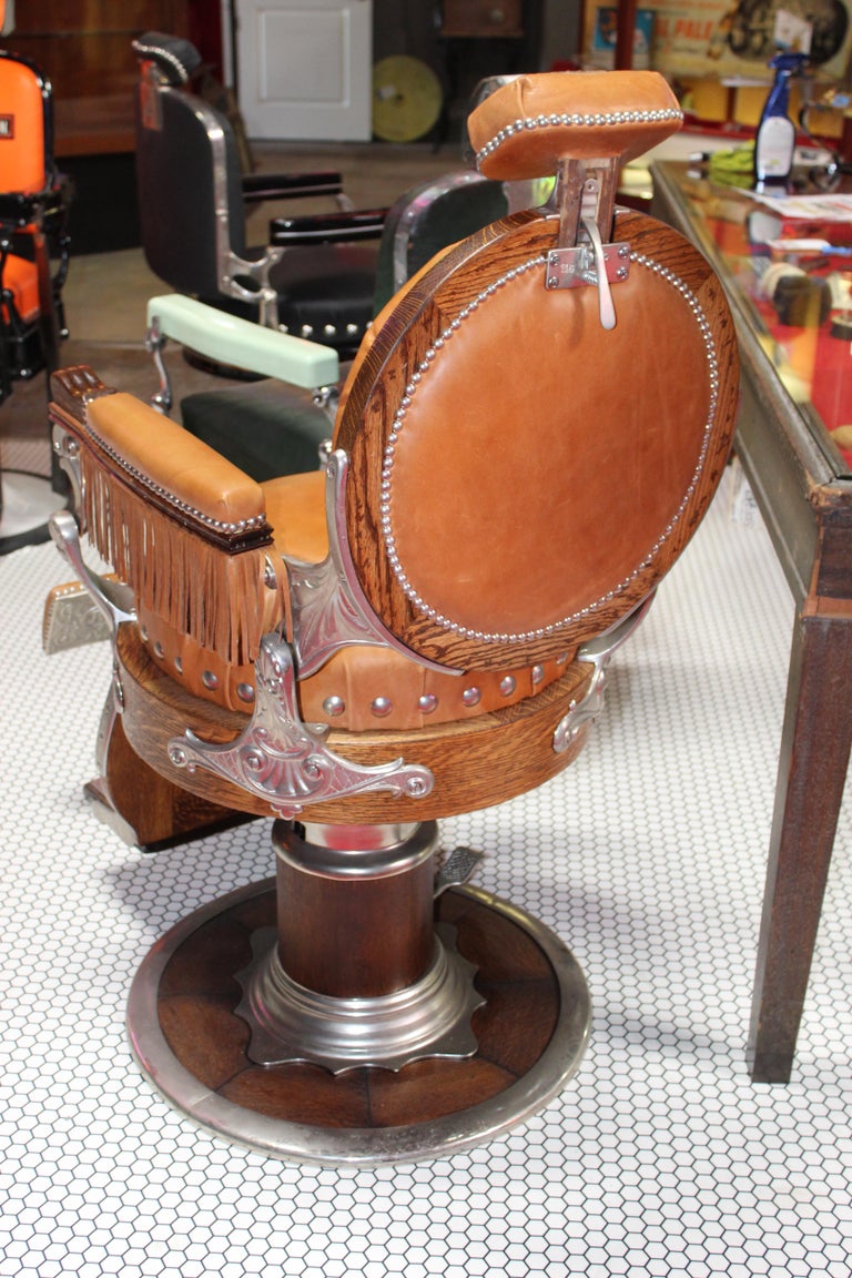 Early 1900s Theo A Kochs Wood Barber Chair For Sale at 1stDibs