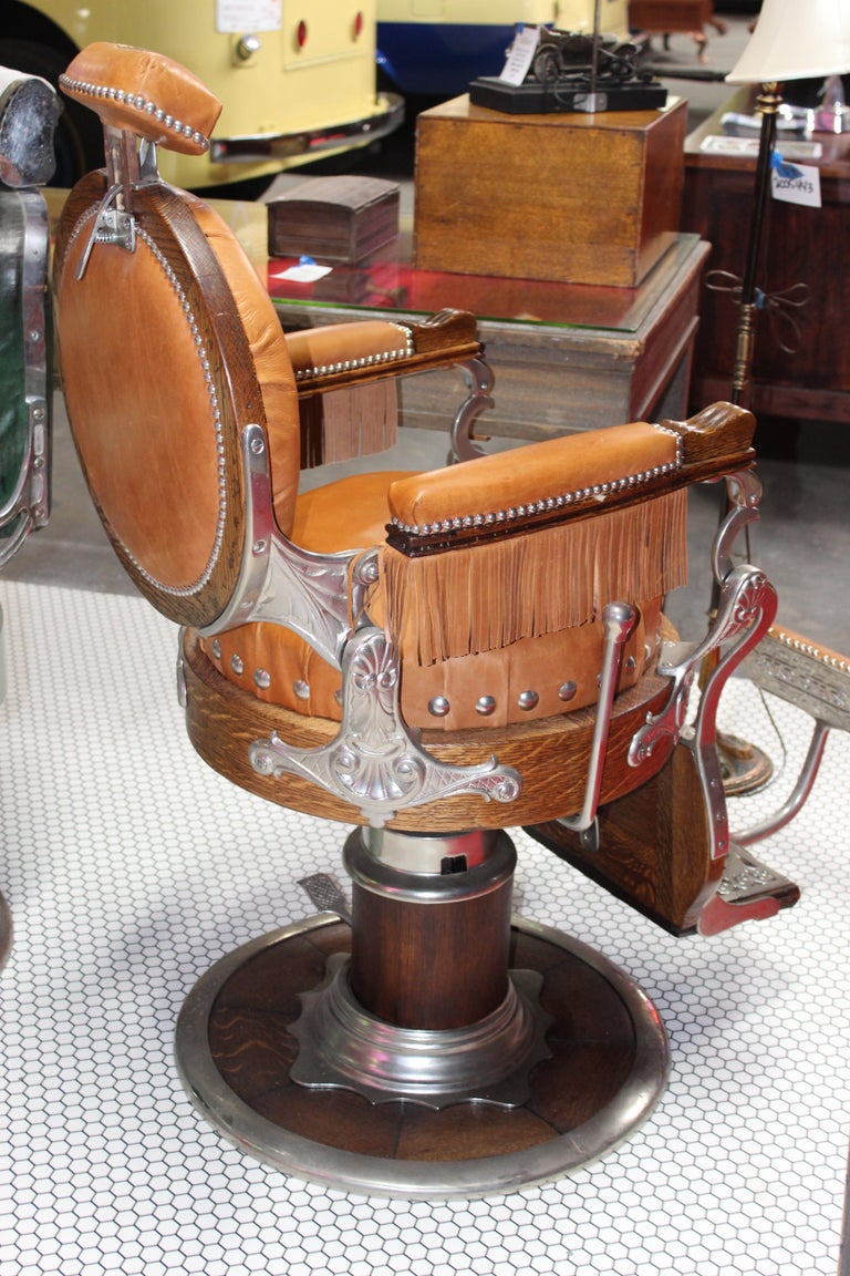 Early 1900s Theo A Kochs Wood Barber Chair For Sale at 1stDibs