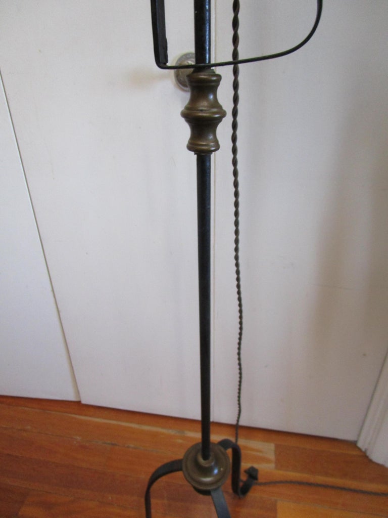 Early 1900s Vintage Colonial Style Wrought Iron Tripod Scrollwork Floor ...