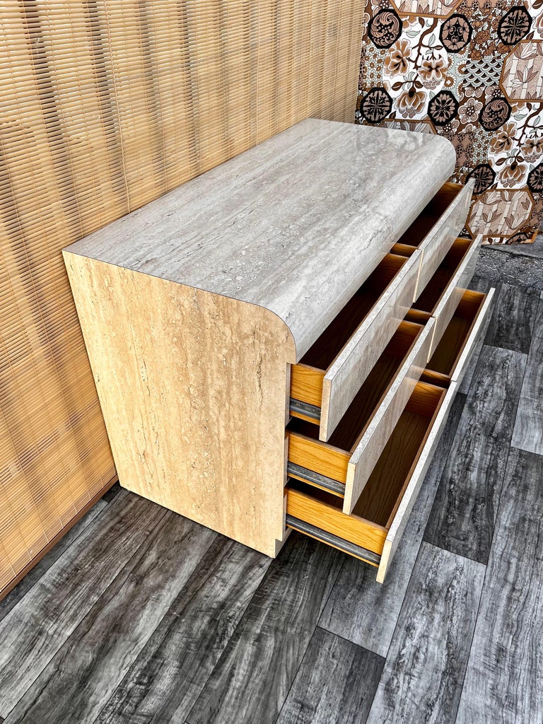 Early 1990s Postmodern Waterfall Marbleized Formica Chest of Drawers ...