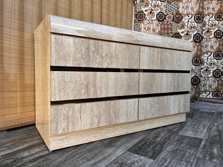 Early 1990s Postmodern Waterfall Marbleized Formica Chest of Drawers ...