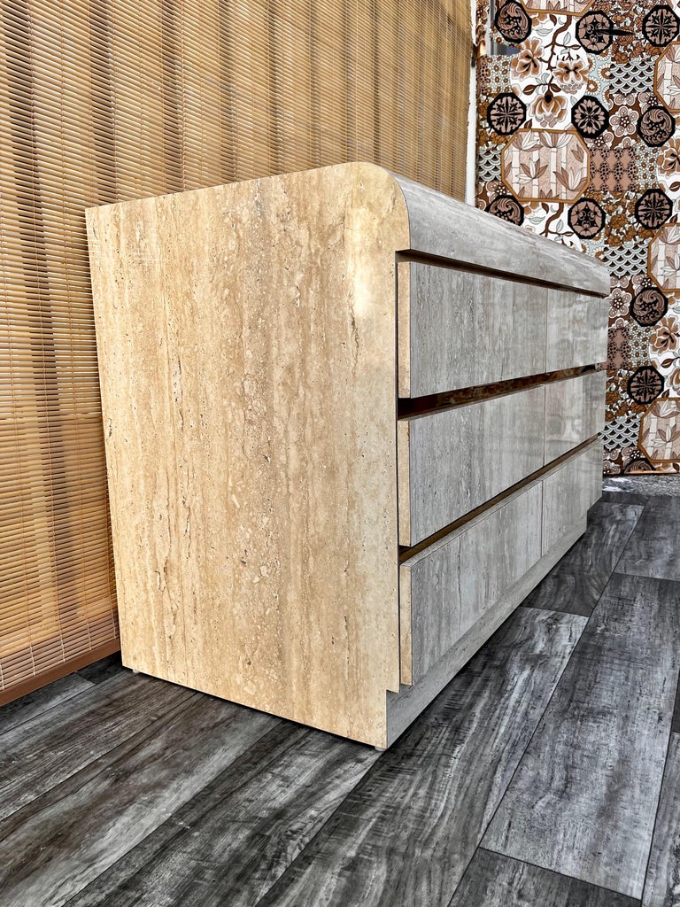Early 1990s Postmodern Waterfall Marbleized Formica Chest of Drawers ...