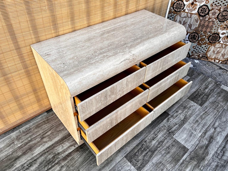 Early 1990s Postmodern Waterfall Marbleized Formica Chest of Drawers ...