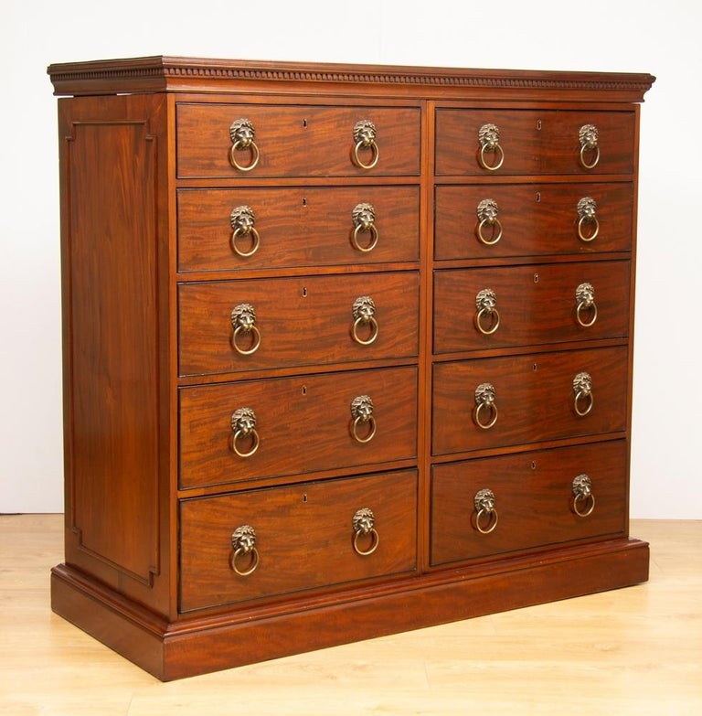 Early 19th Century Bankers Drawers with Original Lions Head Handles For ...