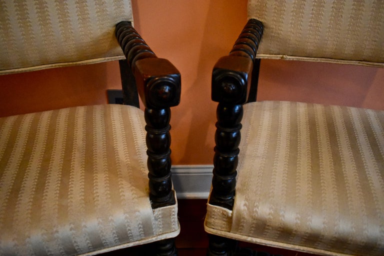 19th Century Dutch Colonial Ebonized Spindle Turned Wood Side Chairs, a ...