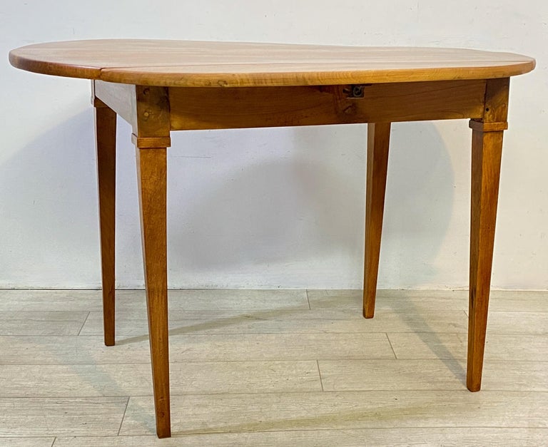 Early 19th C French Cherry Wood Elliptical Drop Leaf Dining Table ...