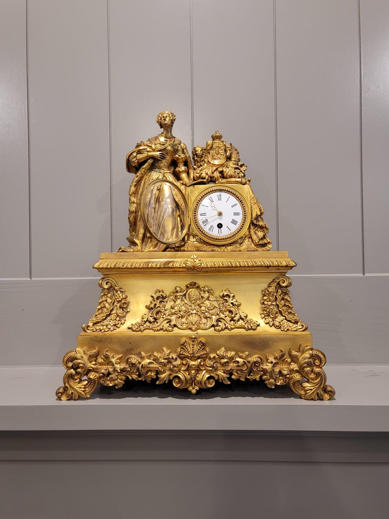 Early 19th C. French Restoration Period Gilt Bronze Ormolu Mantel Clock ...