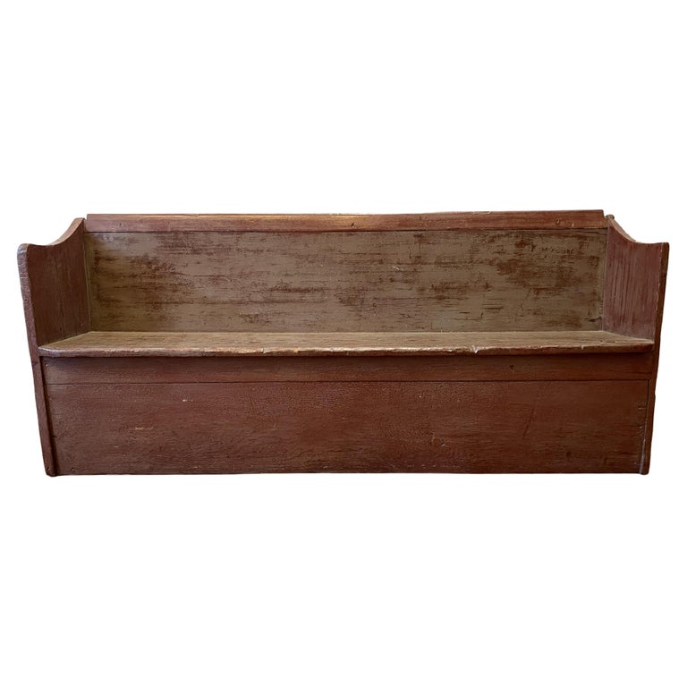 Early 19th C. Red Wood Bench For Sale at 1stDibs