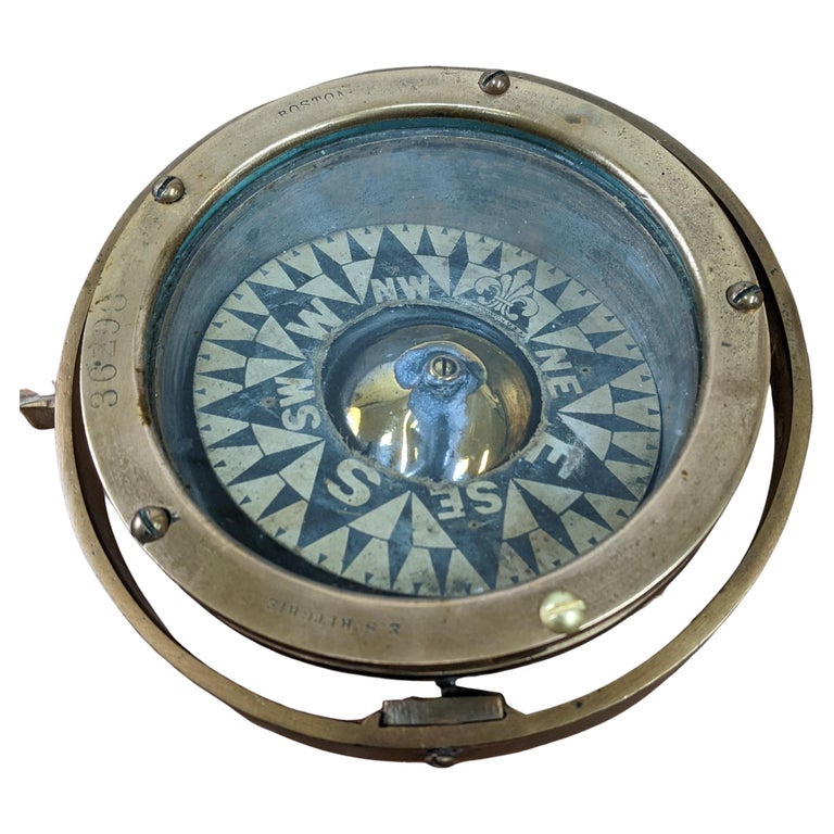 Early 19th Century Antique E.S. Ritchie Brass Compass For Sale at 1stDibs