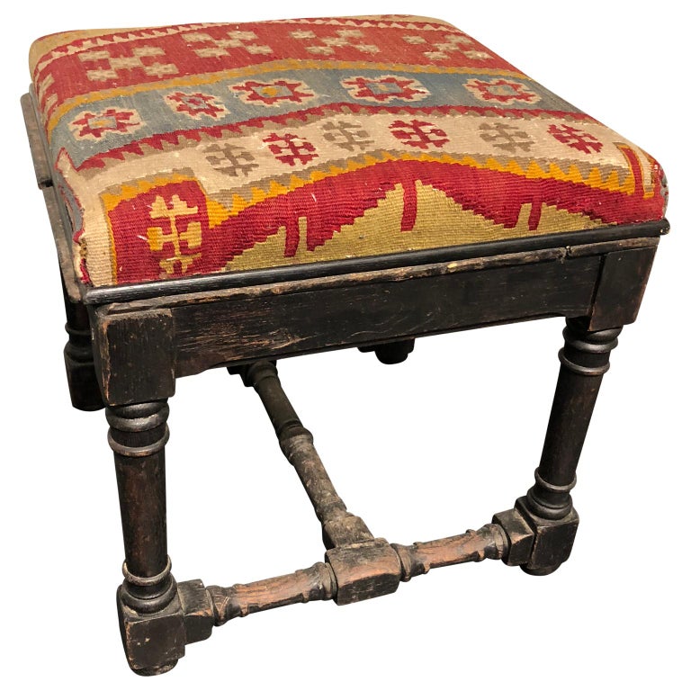 Early 19th Century Antique Russian Stool Or Ottoman Pouf at 1stDibs