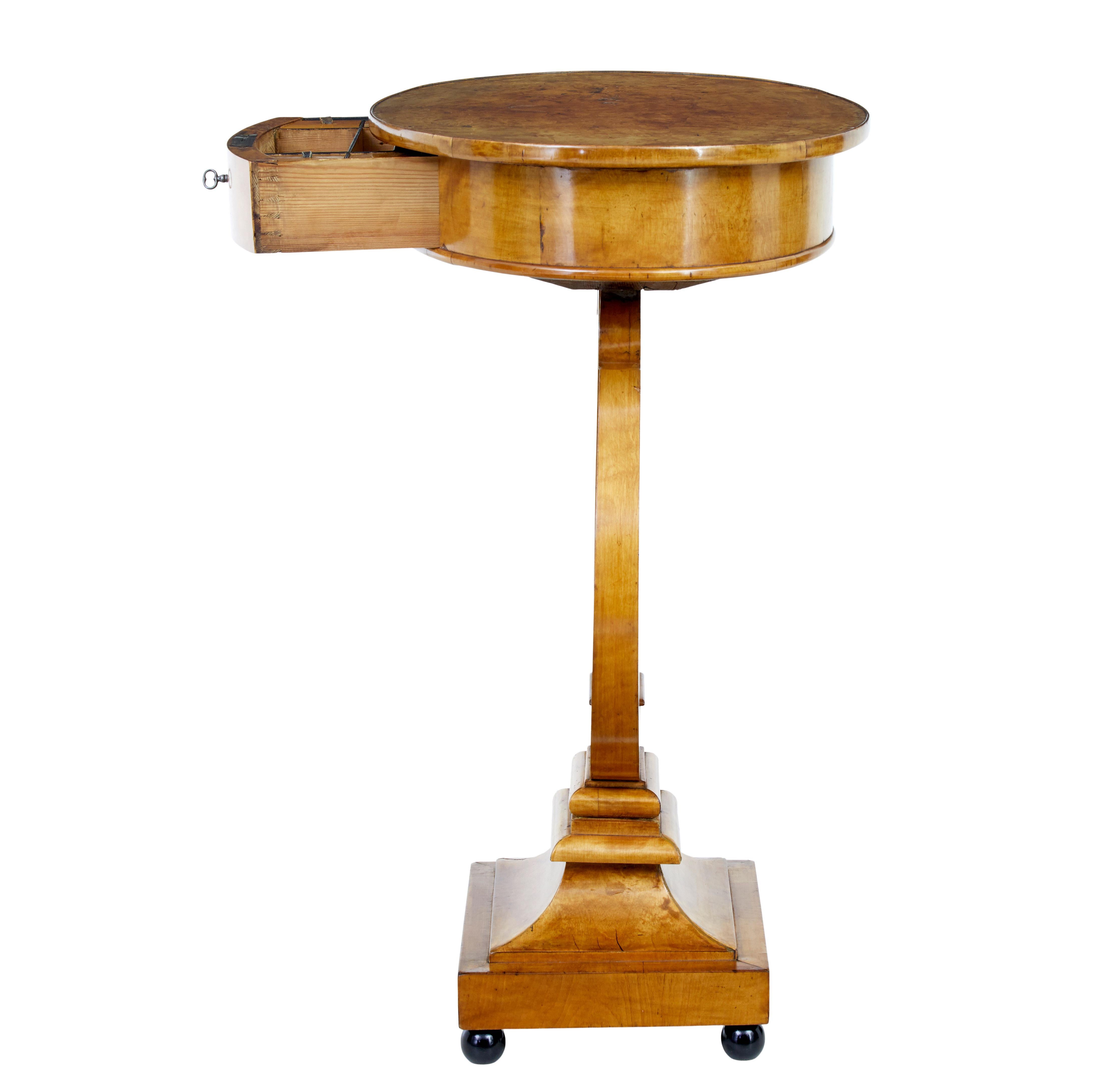 Early 19th Century Birch Empire Lyre Form Side Table For Sale at 1stDibs