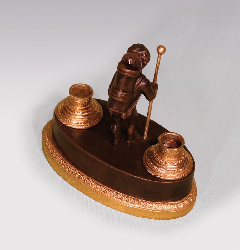 Early 19th Century Bronze and Ormolu Cherub Pen Holder For Sale at 1stDibs