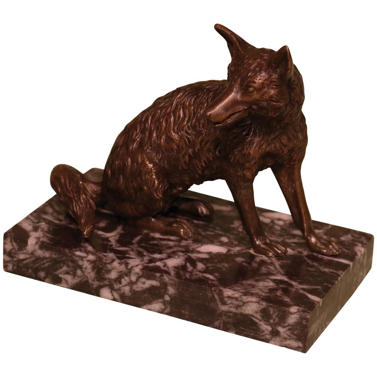 Early 19th Century Bronze Fox Paper Weight Cardholder For Sale at 1stDibs