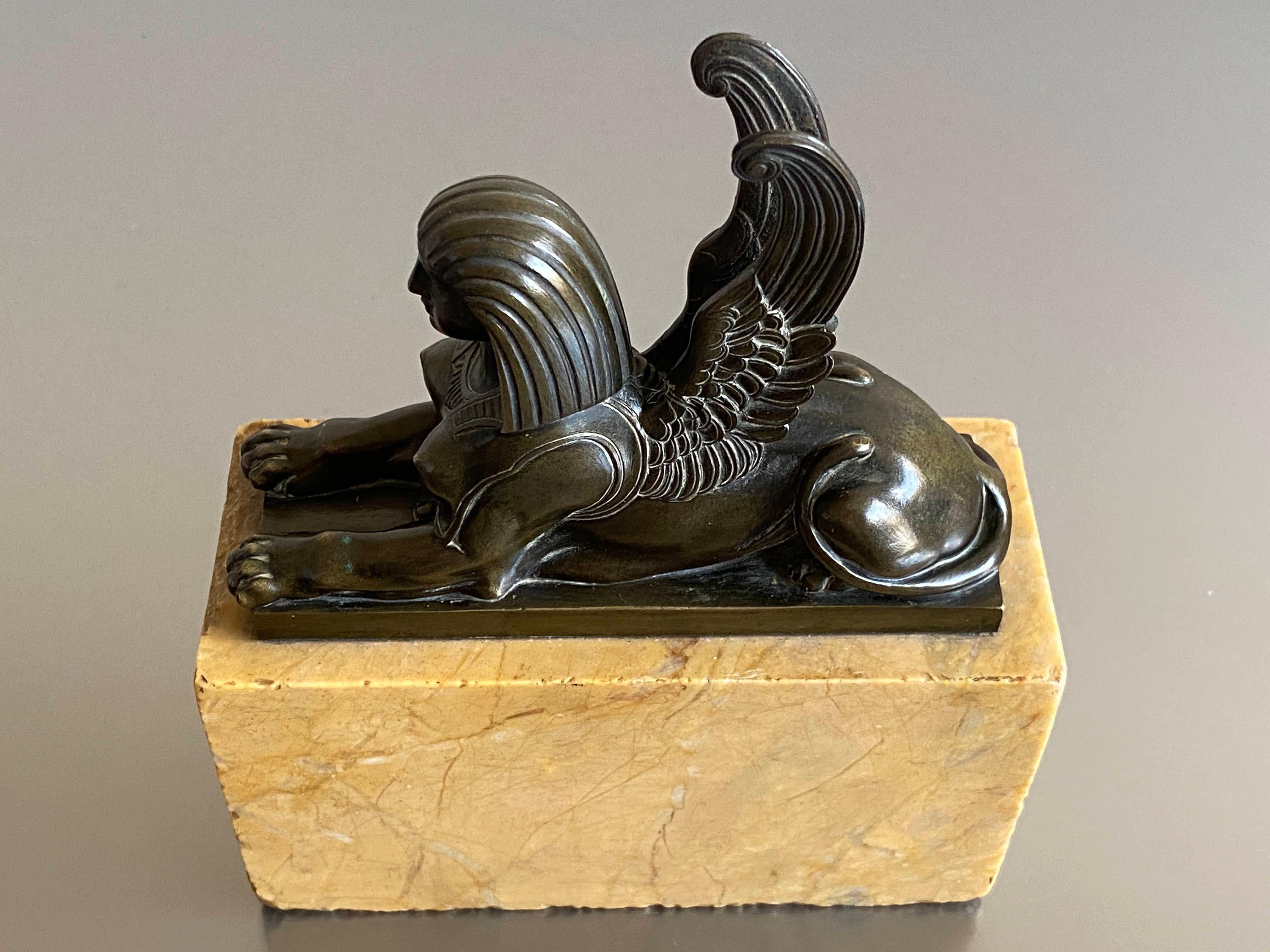 Early 19th Century Bronze Sphinx on Original Sienna Marble Base, circa ...