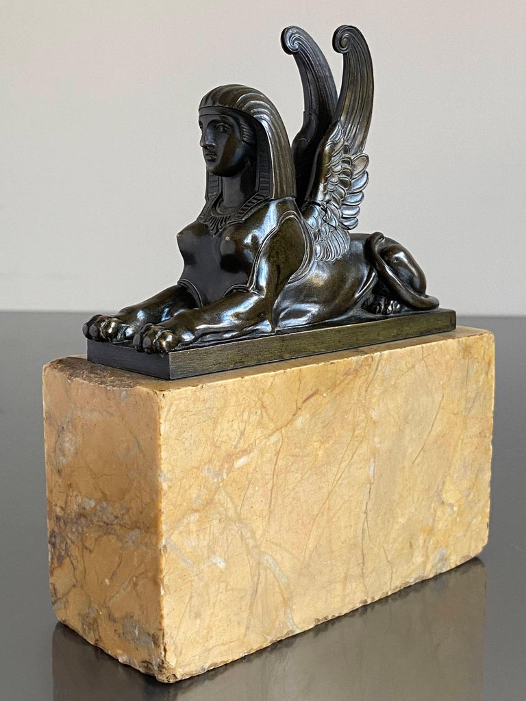 Early 19th Century Bronze Sphinx on Original Sienna Marble Base, circa ...