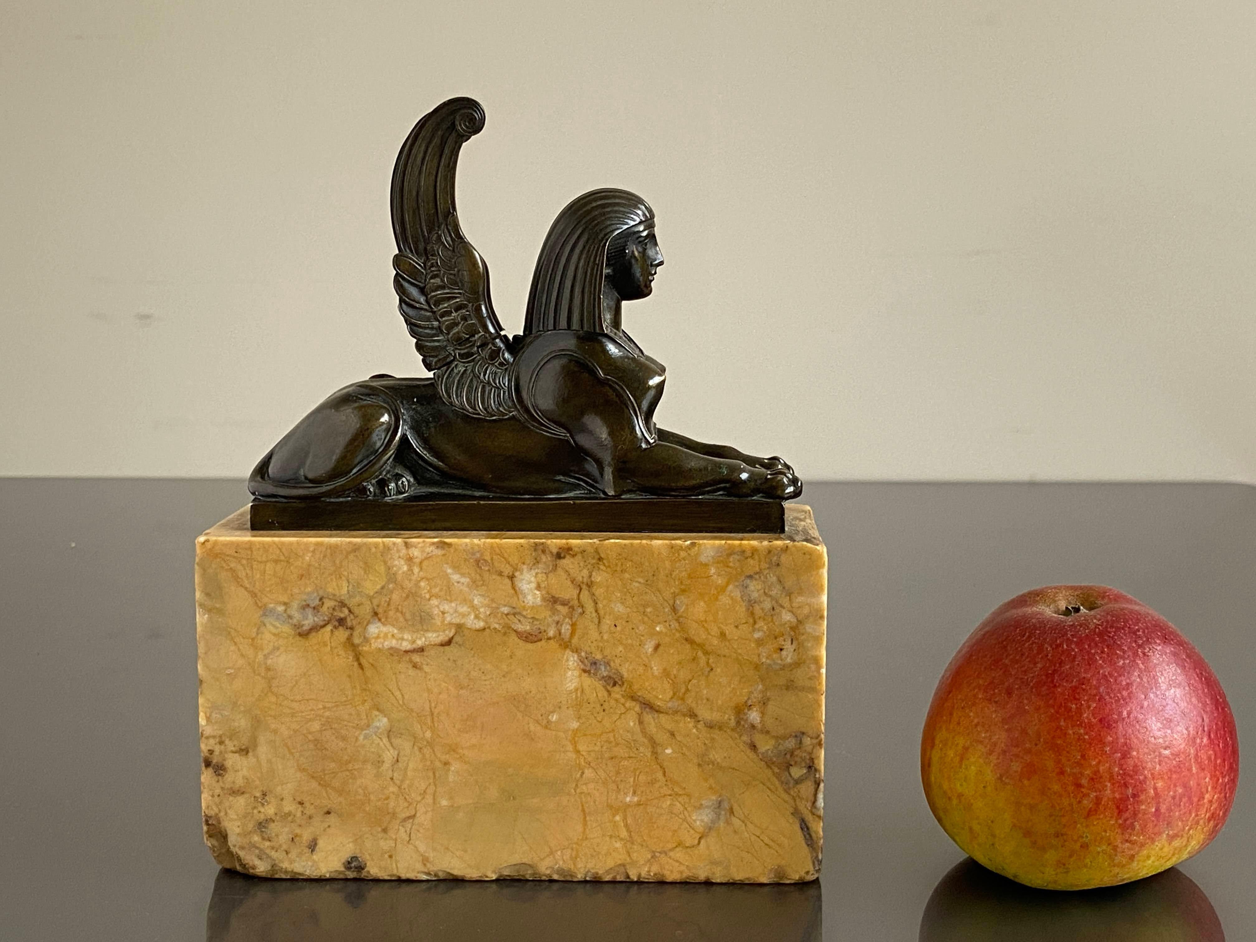 Early 19th Century Bronze Sphinx on Original Sienna Marble Base, circa ...
