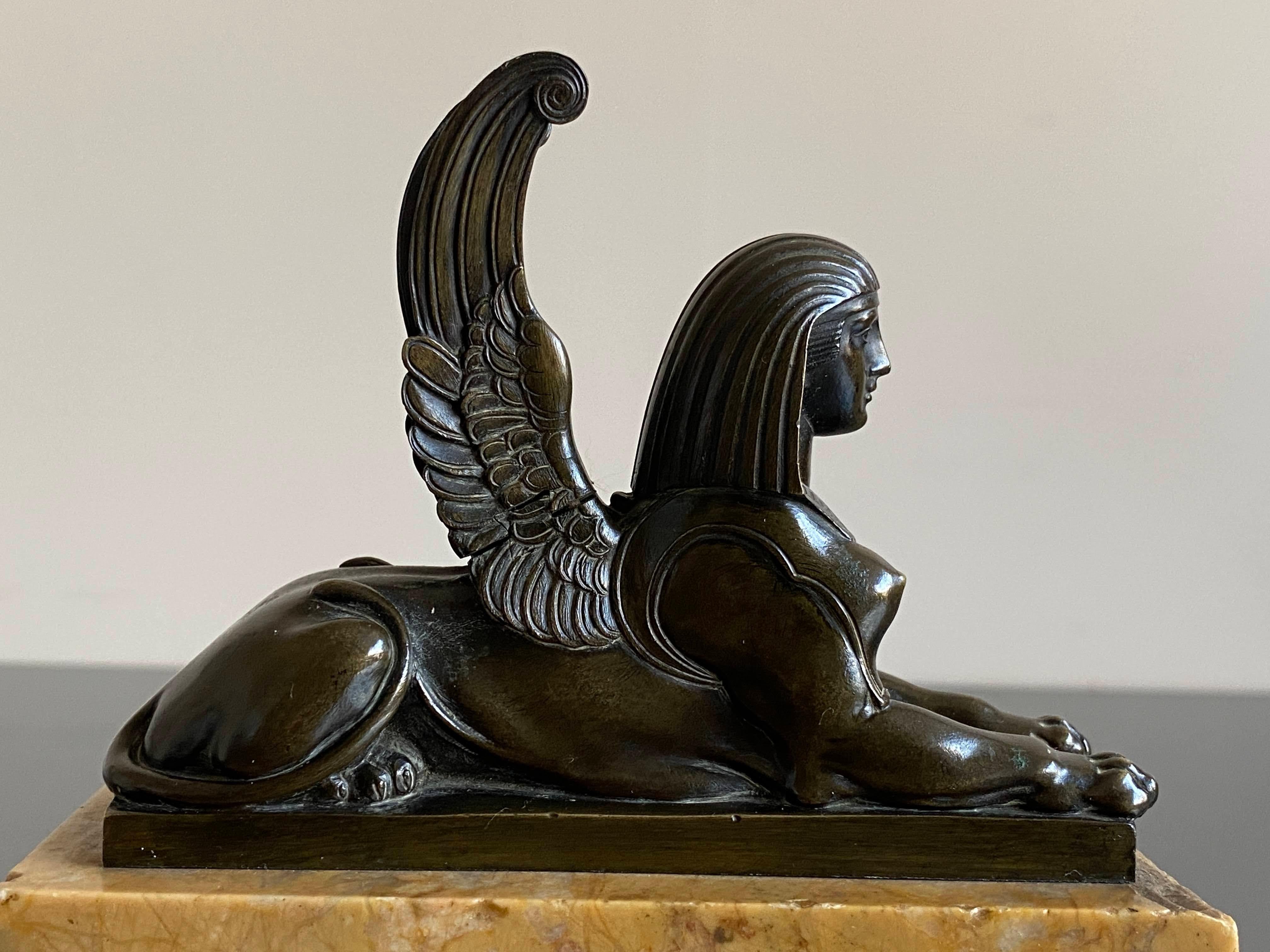 Early 19th Century Bronze Sphinx on Original Sienna Marble Base, circa ...