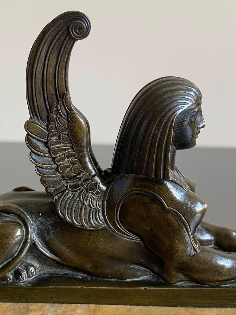 Early 19th Century Bronze Sphinx on Original Sienna Marble Base, circa ...