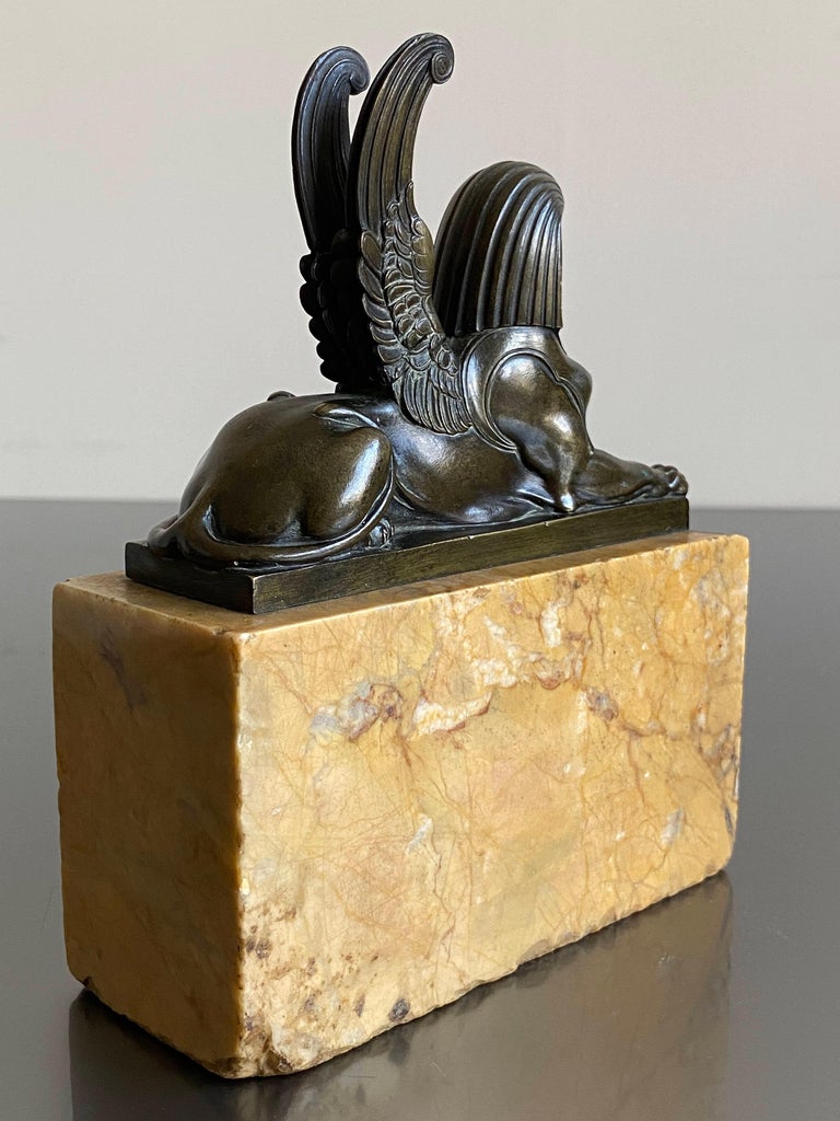 Early 19th Century Bronze Sphinx on Original Sienna Marble Base, circa ...