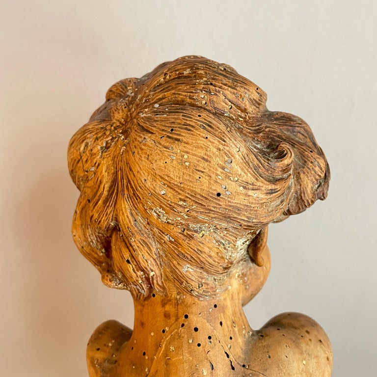 Early 19th Century Carved Angel Bust Head in Lime-Wood and Ebonized ...