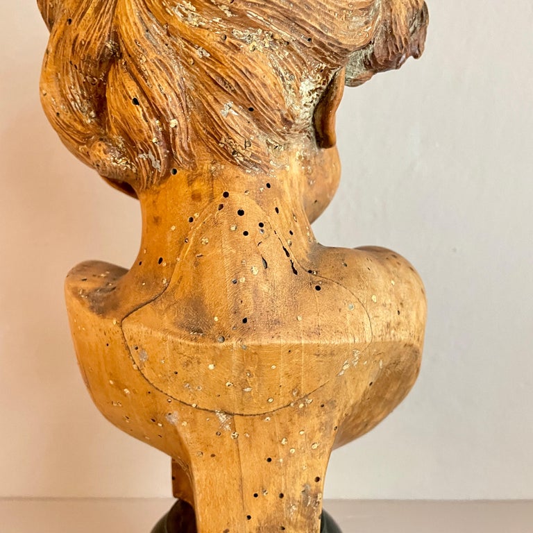 Early 19th Century Carved Angel Bust Head in Lime-Wood and Ebonized ...