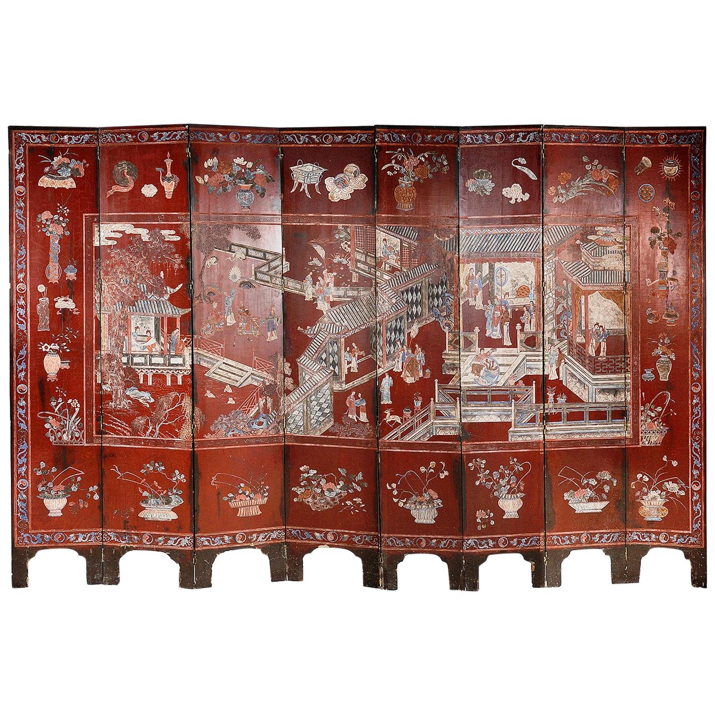 19th Century Chinese Gilded Hand Carved Asian Screen at 1stDibs
