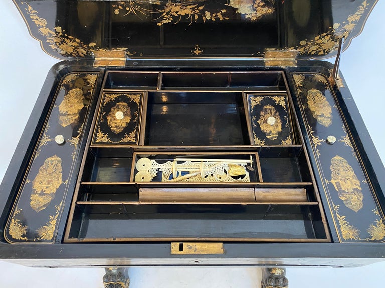 Early 19th Century Chinese Export Lacquer and Gilt Sew Working Table ...